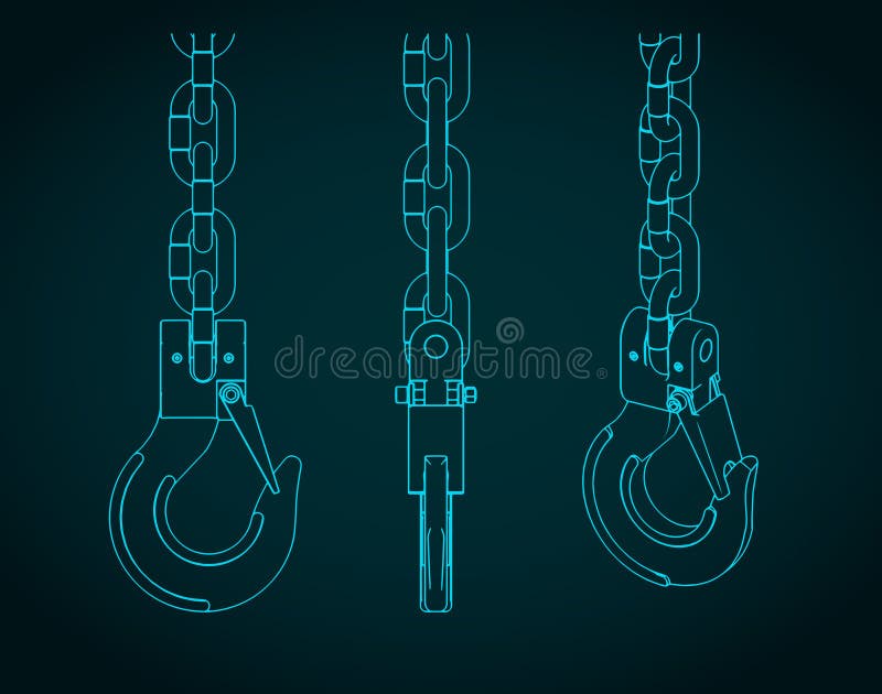 Lifting Hook and Chains Blueprints Illustration Stock Illustration ...