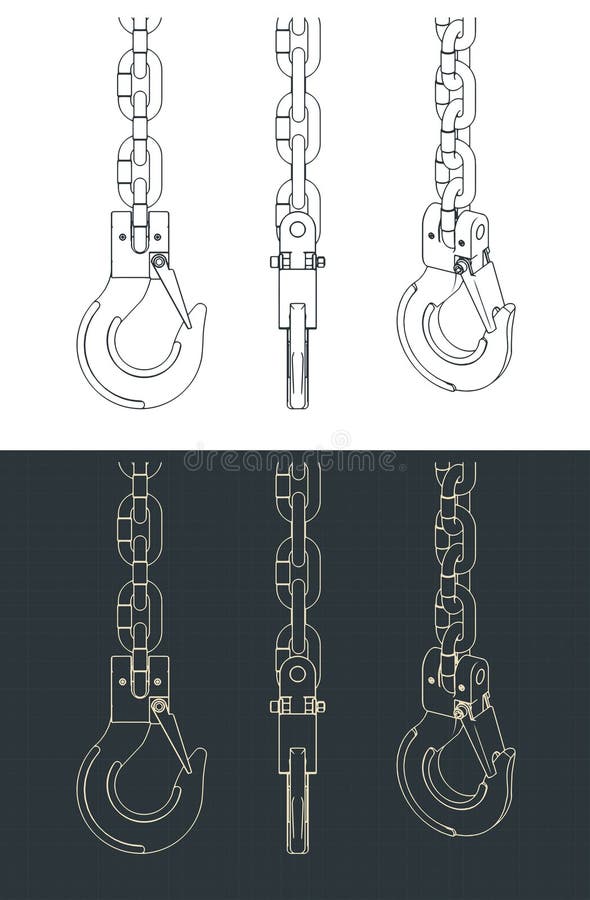 Lifting Hook and Chains Blueprints Stock Illustration - Illustration of ...