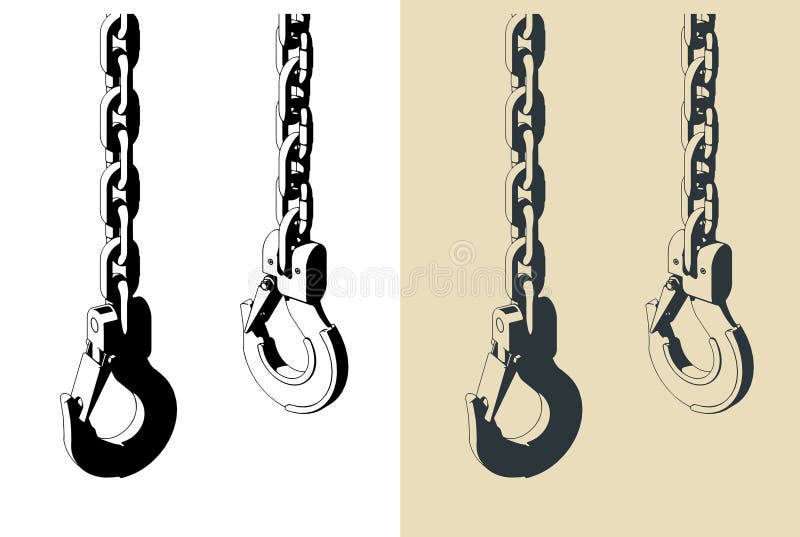 Lifting Hook and Chains Close-up Illustrations Stock Illustration ...