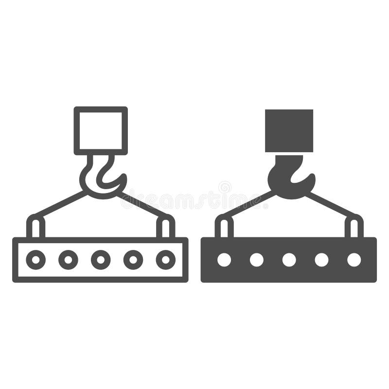 Lifting Container Line and Solid Icon, Delivery Symbol, Crane Hook ...