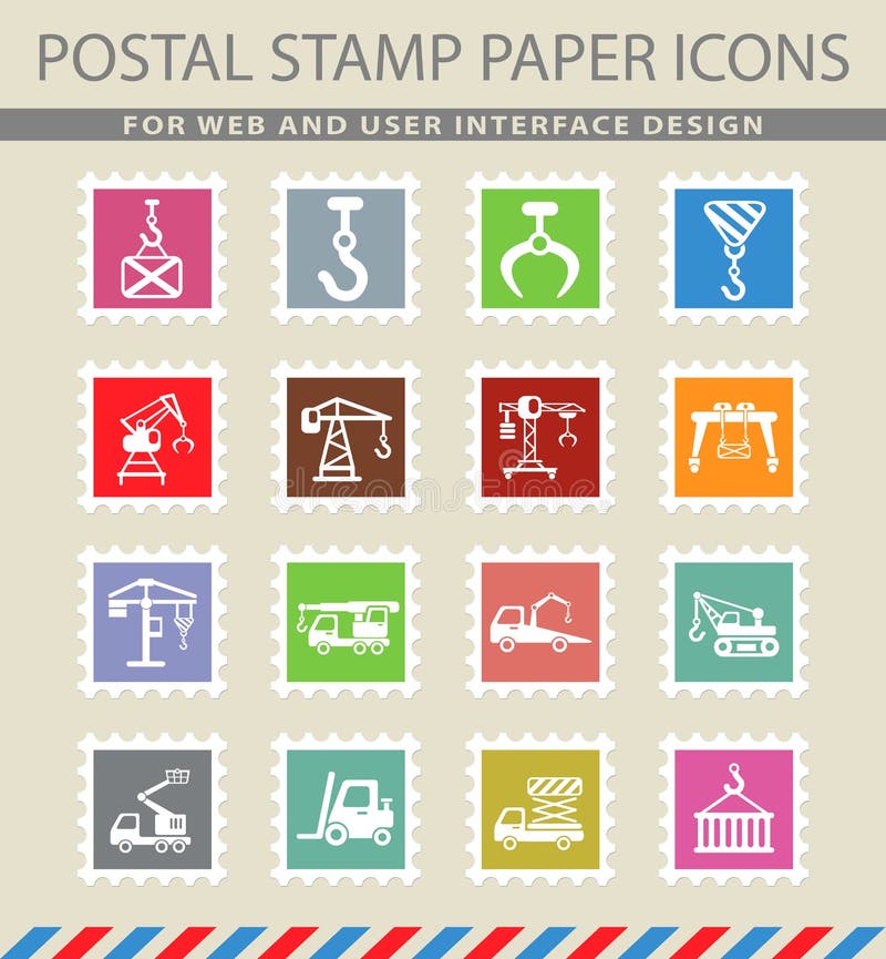 Lifting machines icon set stock illustration. Illustration of ...