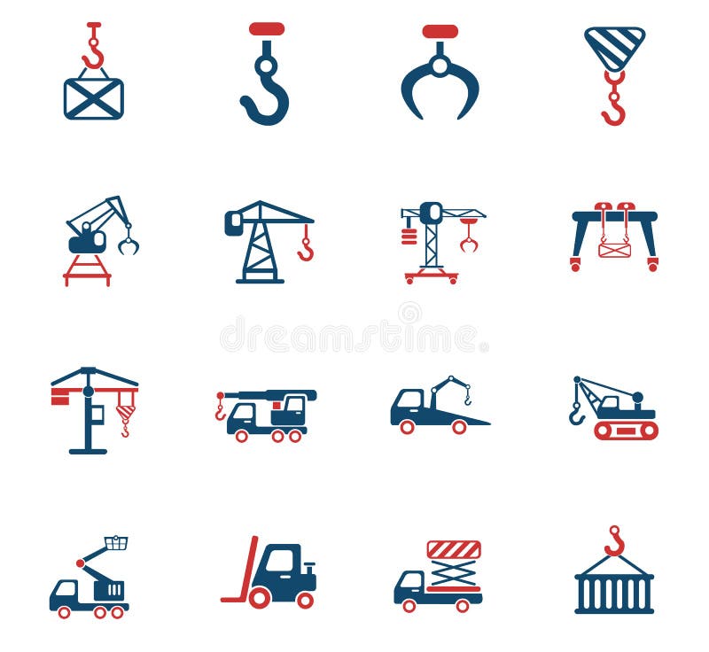 Lifting machines icon set stock vector. Illustration of weight - 88274585