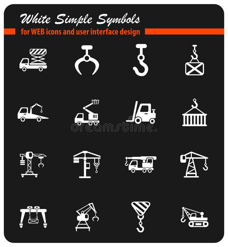 Lifting machines icon set stock vector. Illustration of icon - 87997889