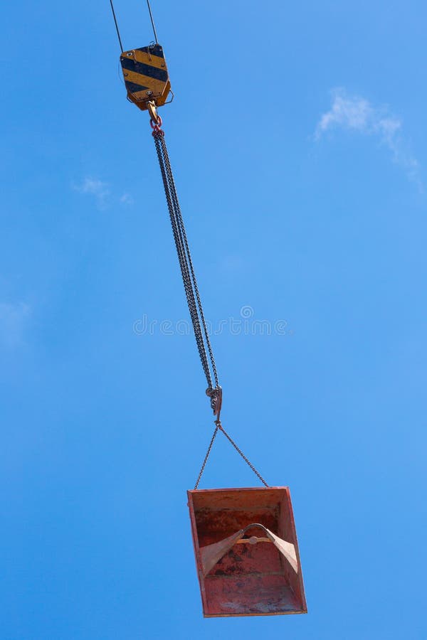 Crane Hoisting Block with Hook on Steel Chain on the Steel Rope ...