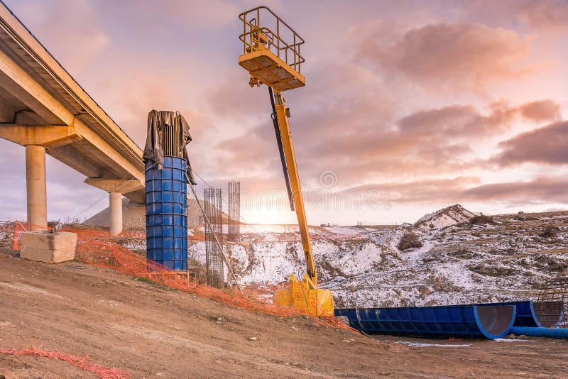 Lifting Platform in the Construction of a Bridge. Construction Phase of ...