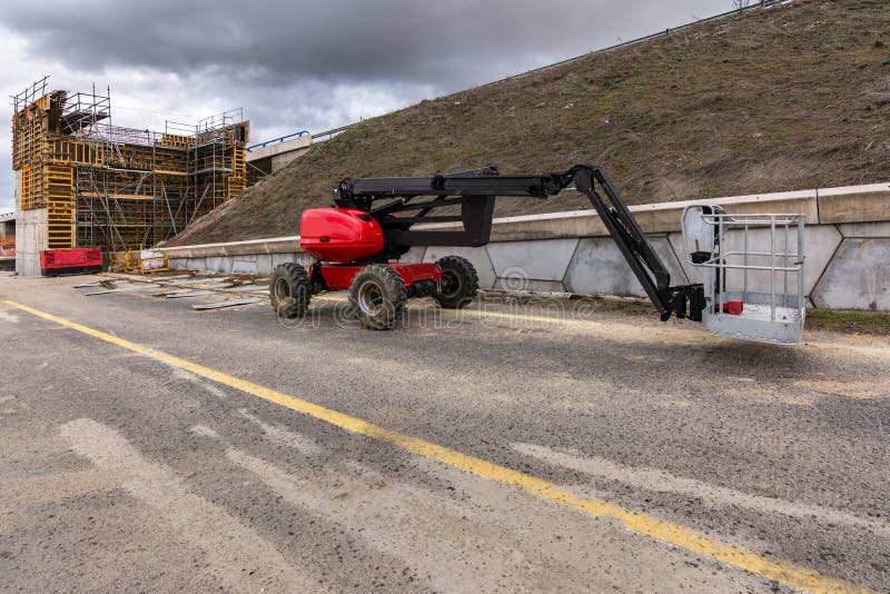 Lifting Platform in the Construction of a Bridge in Spain Stock Photo ...