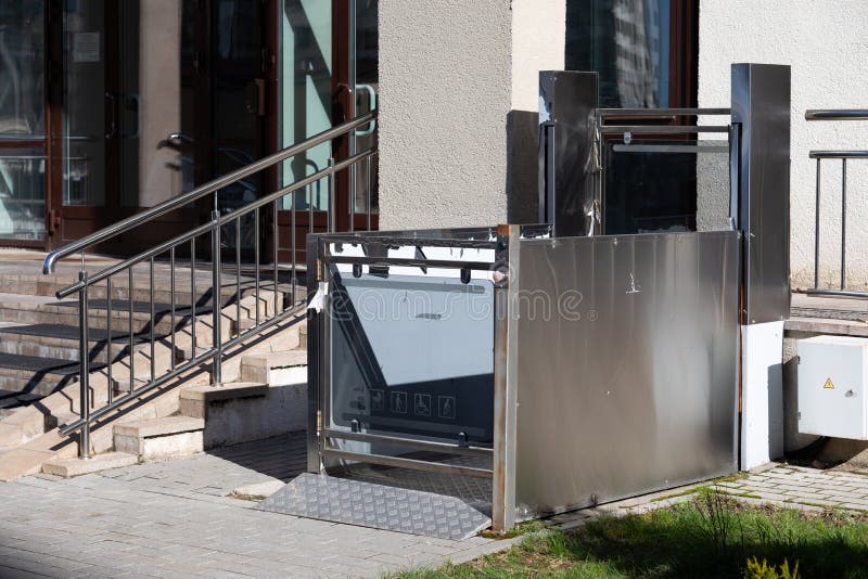 Lifting Ramp with a Mechanism for People with Disabilities Stock Photo ...