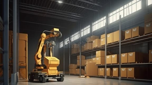 Lifting Robot Working with Transfering Robot and Working. AI Generative ...