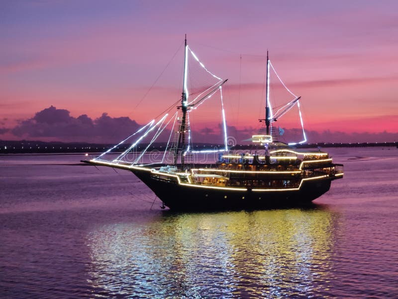 Lighing View of Ship in Middle of Ocean Stock Image - Image of ship ...
