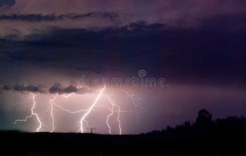 Multiple Lightning Strikes in the Night Skies Stock Image - Image of ...