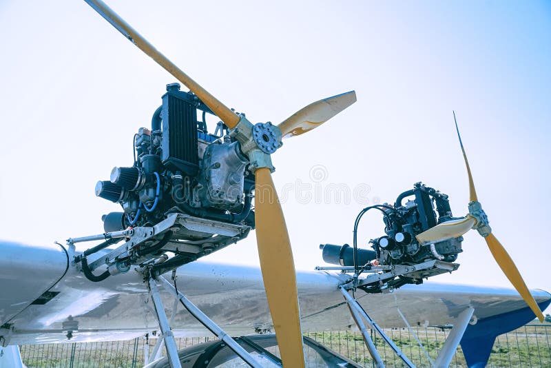 Light Aircraft Engines Against a Sky Stock Photo - Image of motor, prop ...