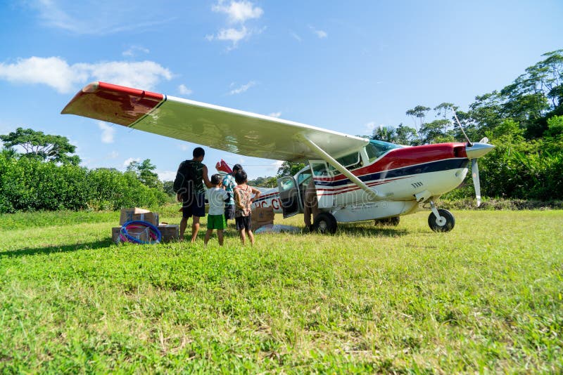 Light Aircraft on a Small Runway in the Amazon Region of Ecuador ...