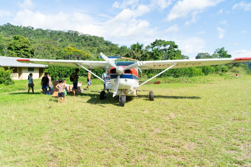 Light Aircraft on a Small Runway in the Amazon Region of Ecuador ...