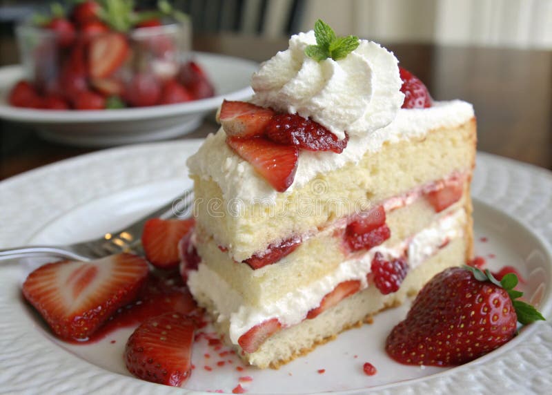 The Light and Airy Texture of Strawberry Shortcake Captured in a Close ...