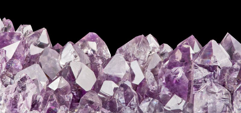 Light Amethyst Crystals Macro Isolated on Black Stock Image - Image of ...
