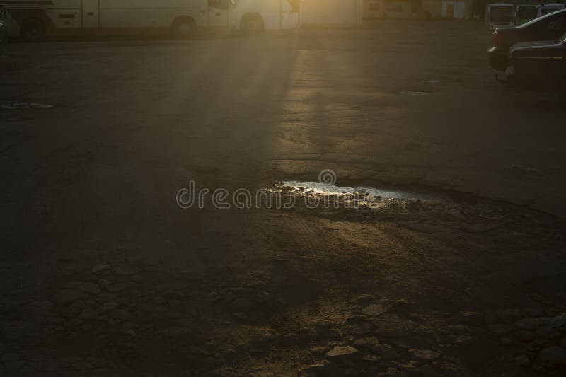 Light on the Asphalt. Rays of Light on the Road Stock Photo - Image of ...