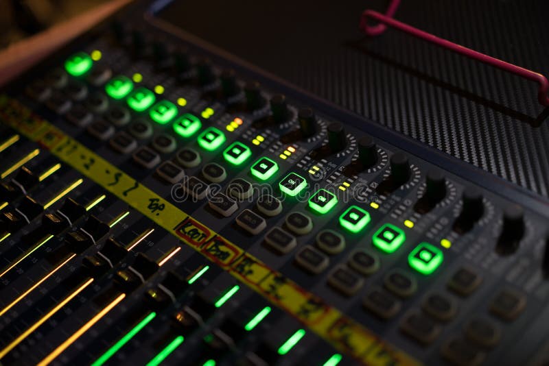 Light of Digital Audio Mixer Fader Stock Photo - Image of record ...
