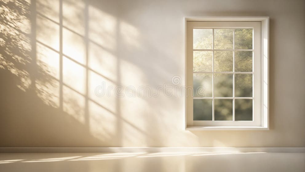 Light Background with Blurred Shadow on White Wall and Window Stock ...