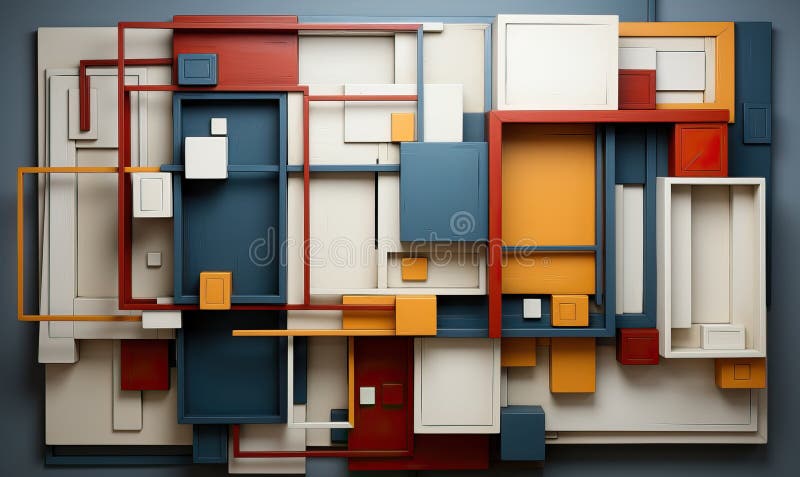 Light Background with Colored 3D Rectangles of Different Sizes. Stock ...