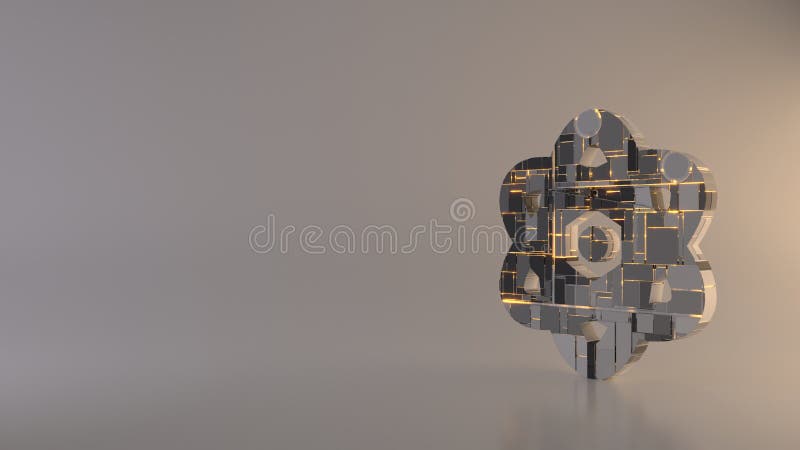 Light Background 3d Rendering Symbol of Atom Icon Stock Illustration ...