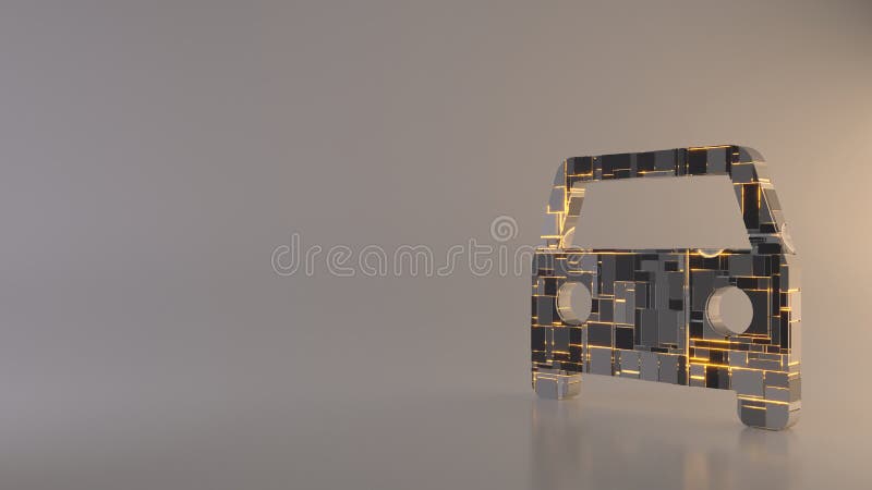 Light Background 3d Rendering Symbol of Car Icon Stock Illustration ...