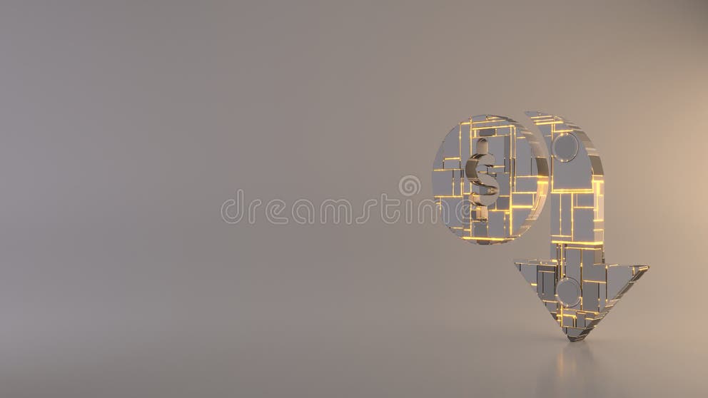Light Background 3d Rendering Symbol of Devaluation Icon Stock ...