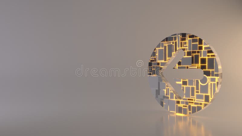 Light Background 3d Rendering Symbol of Left Arrow in Circle Icon Stock ...