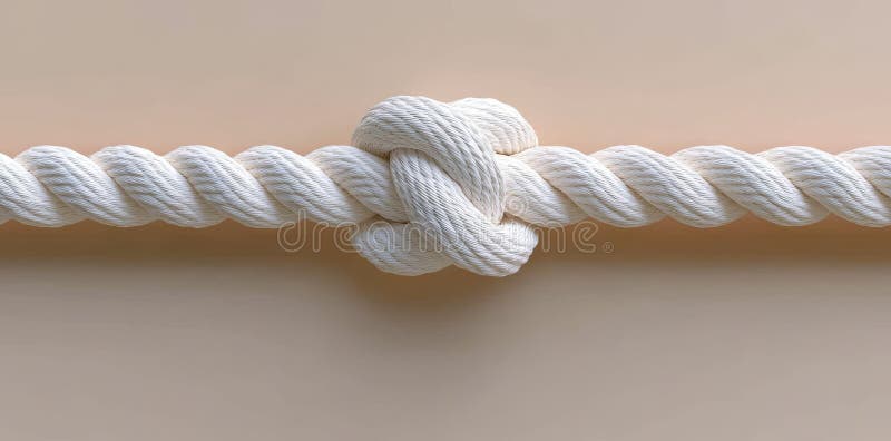 On a Light Background, a Twisted White Rope Weaves a Textured Pattern ...
