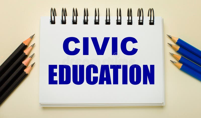On a Light Background, a White Notebook with the Text CIVIC EDUCATION ...