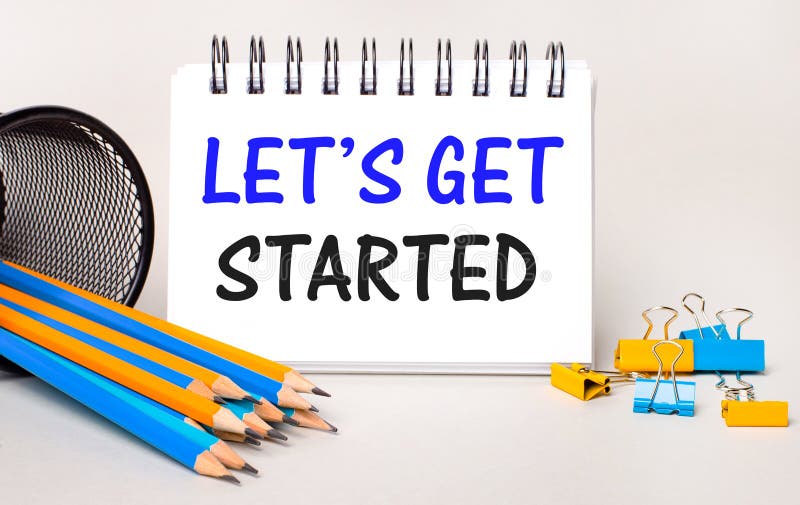 On a Light Background, Yellow and Blue Pencils and Paper Clips and a ...