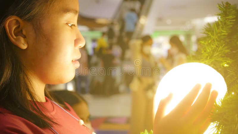 Light Ball in the Woman Hand Stock Image - Image of dark, black: 243713123