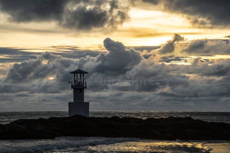 Light beacon at sunset BW stock photo. Image of light - 94207202