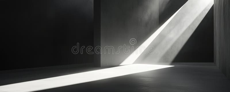 Light Beam Casting Shadows in an Empty Dark Room. Minimalist ...