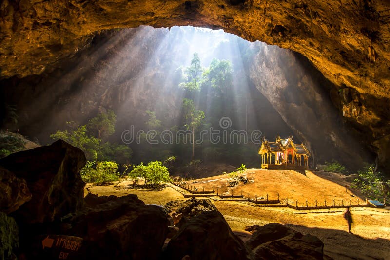 Sun beam in cave stock photo. Image of orange, geological - 166438020