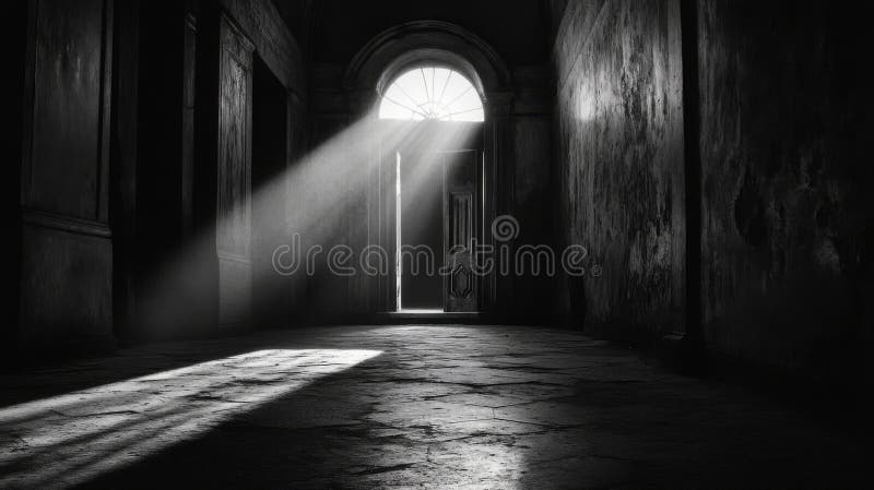 Light Beam in Dark Hallway, Abandoned Building Stock Illustration ...