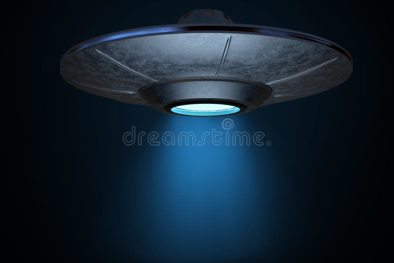 Light Beam from Flying Spaceship. 3D Rendered Illustration Stock ...