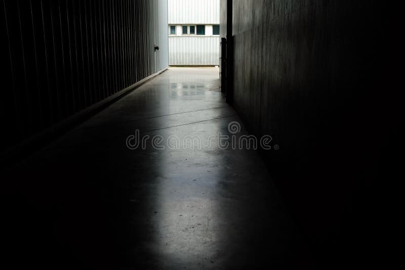 Light Beam on Hallway Ground in the Warehouse. Stock Image - Image of ...