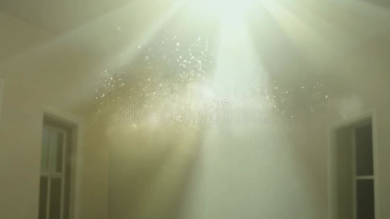 Light Beam Illuminating Dust Particles Floating in Empty Room Stock ...