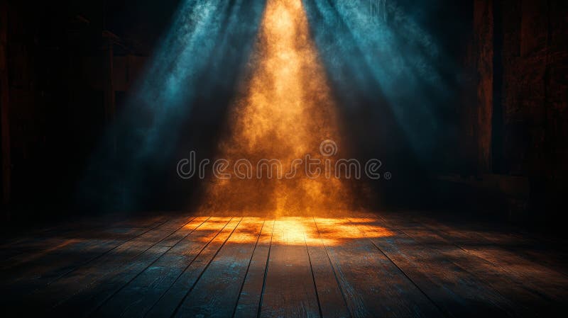 Light Beam Illuminating Wooden Floor in Dark Room Stock Image - Image ...