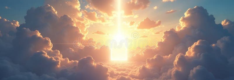 Light Beam Shining through Clouds at Sunset Creating Heaven Scene Stock ...