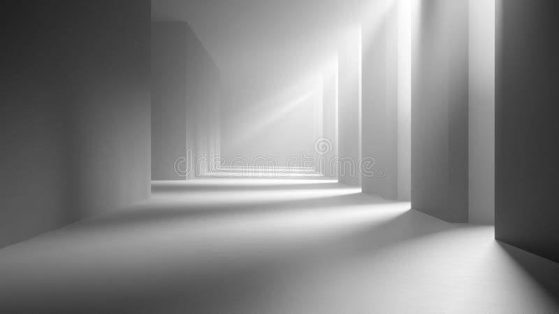 Light Beams through Columns in a Modern Architecture, Minimalist Design ...