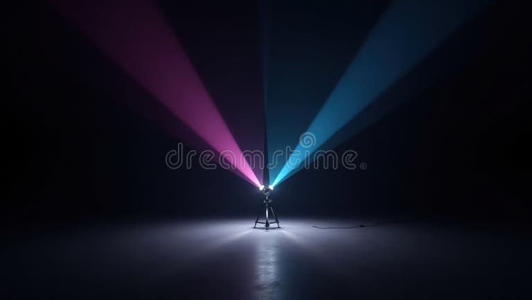 Light Beams Emanate from a Dual-source Spotlight on a Tripod Stock ...