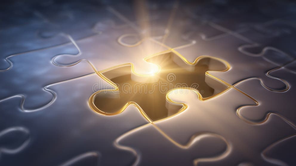 Light Beams through Empty Puzzle Piece, Illuminating Dark Puzzle ...