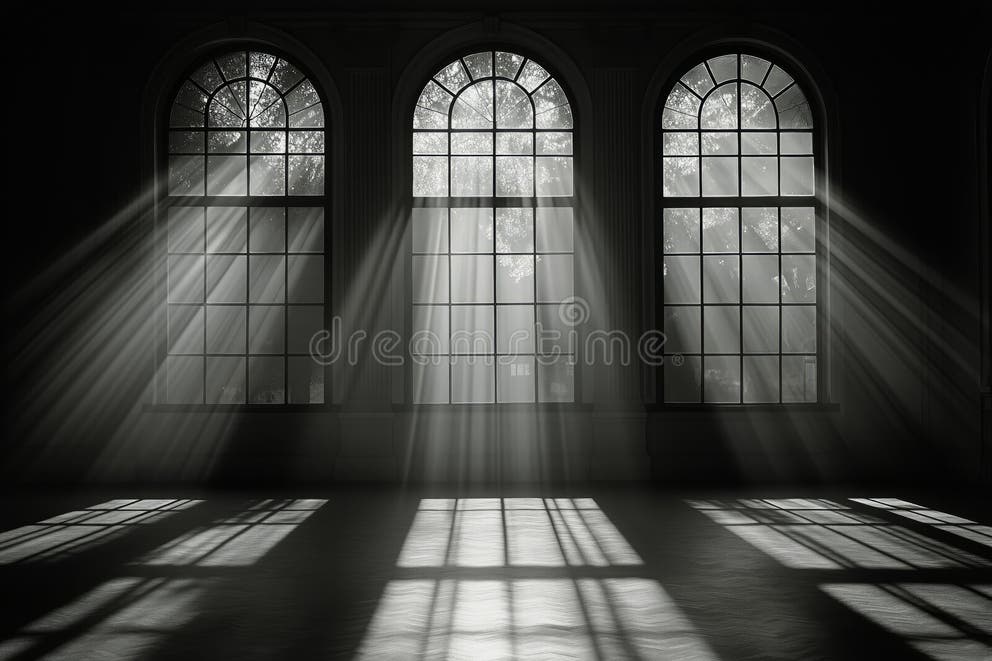 Light Beams Filter through Large Windows Creating Patterns on the Tiled ...
