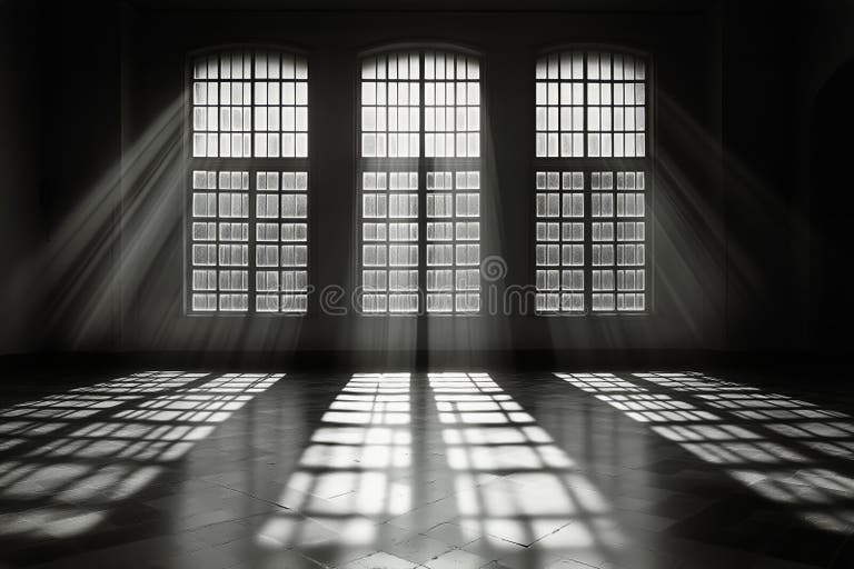 Light Beams Filter through Large Windows Creating Patterns on the Tiled ...