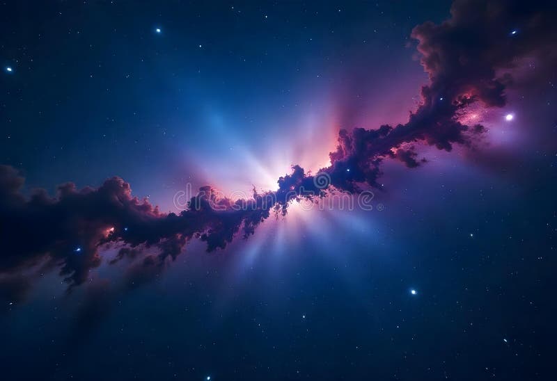 Interstellar Cloudscape with Bright Light Beams Illuminating Cosmic ...