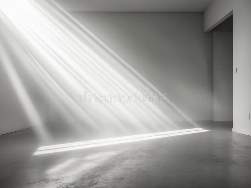 Light Beams Illuminating Dark Room with Concrete Floor Stock Photo ...