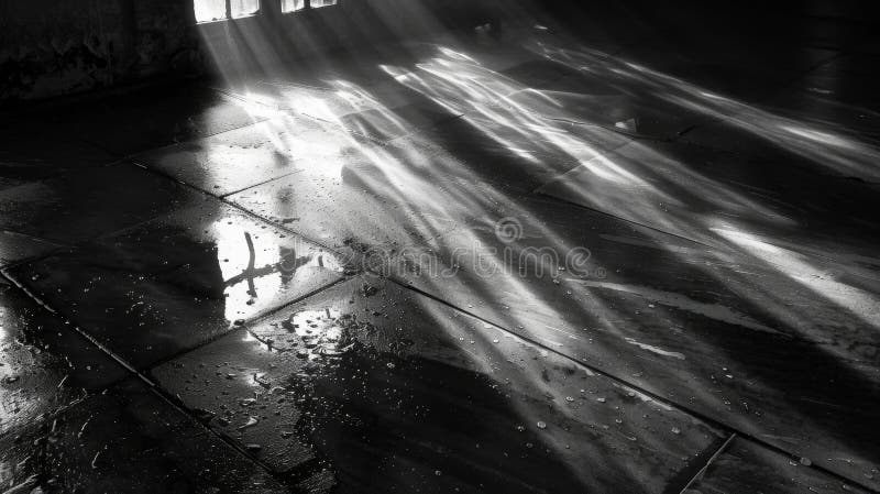 Light Beams through a Rainwashed Window Creating Abstract Reflections ...