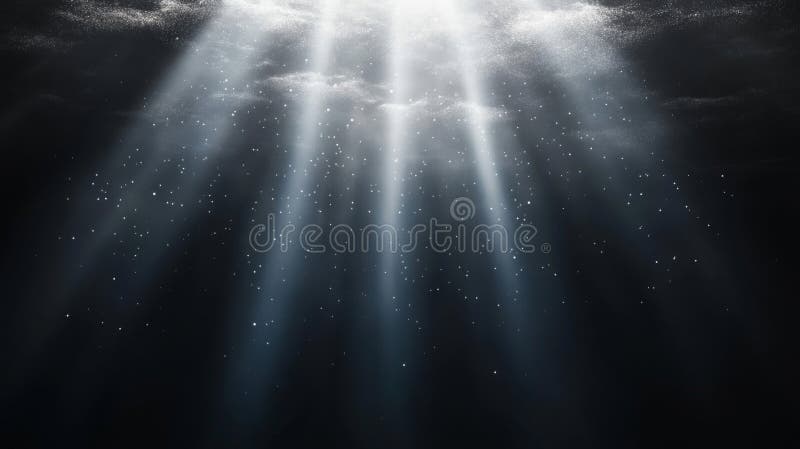 Light Beams Shine through Dark Underwater Particles Stock Illustration ...