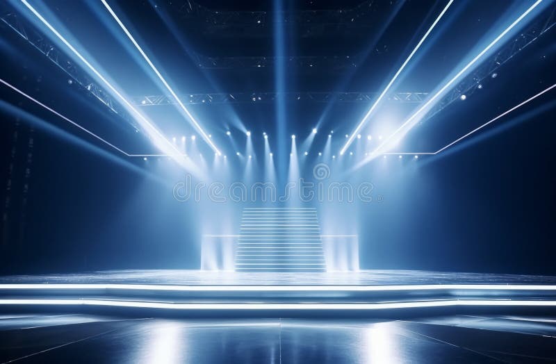 Light Beams Shine on an Empty Stage Stage Backdrop Stock Photo - Image ...